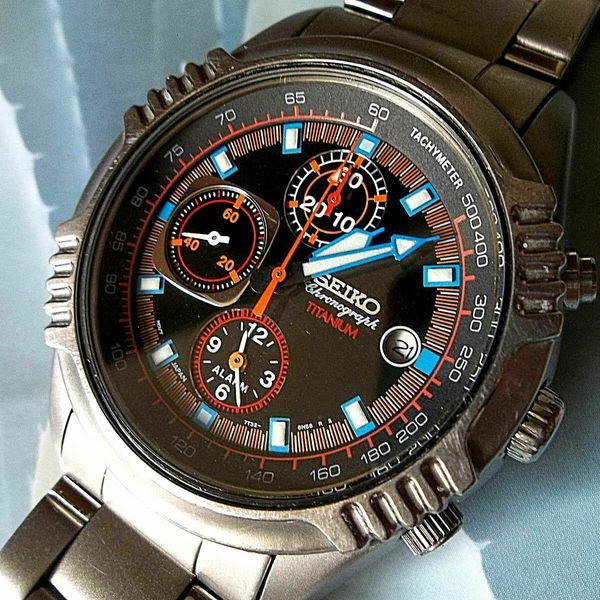 Seiko Men's Titanium 5 Bar Diver's Chronograph Alarm Watch SDWC73 7T32 ...