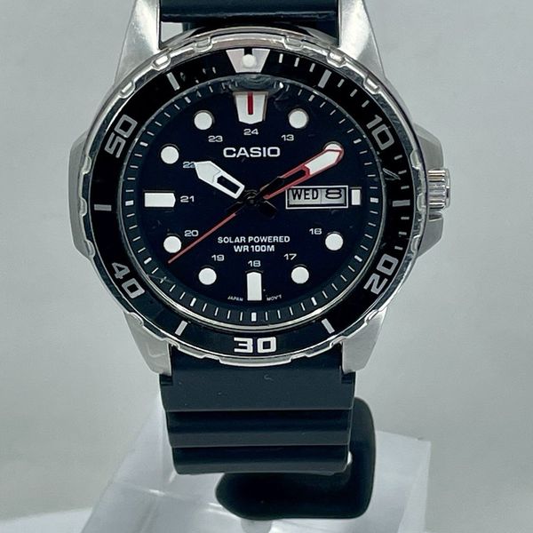 44mm Stainless Steel CASIO SOLAR Wristwatch MTP-S110 Day/Date Solar ...