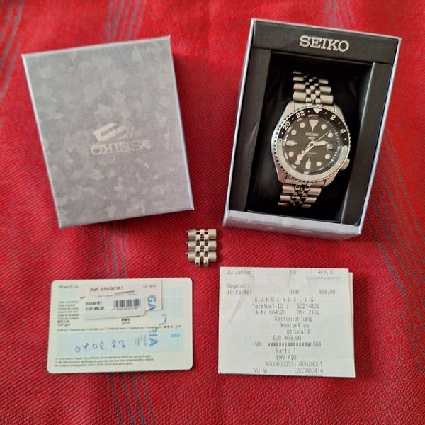 Seiko 5 Sports GMT Automatic Watch SSK001K1 Black Stainless Steel Strap ...