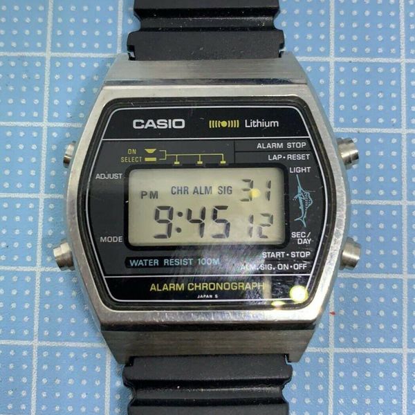 Vintage 1980s Casio Marlin Alarm Chrono Mod 108 W-250 Japan Digital ...