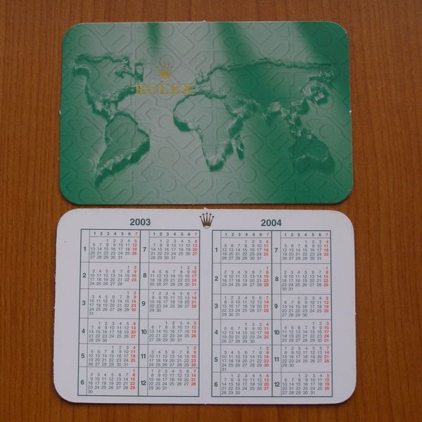 WTS:Rolex Calendar Card 2003/2004 | WatchCharts Marketplace