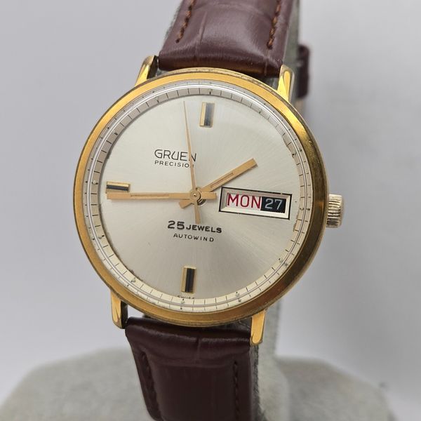 Vintage GRUEN men's automatic watch 790CD 25Jewels day/date swiss 1970s ...