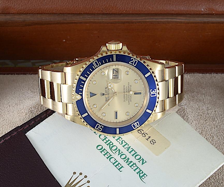 FS:ROLEX 18K Gold Serti dial Sub Date 16618 Full Set | WatchCharts