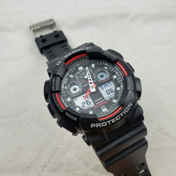 CASIO G-SHOCK GA-100 BLACK RED QUARTZ ANA-DIGI CHRONO MEN'S WATCH NEW ...