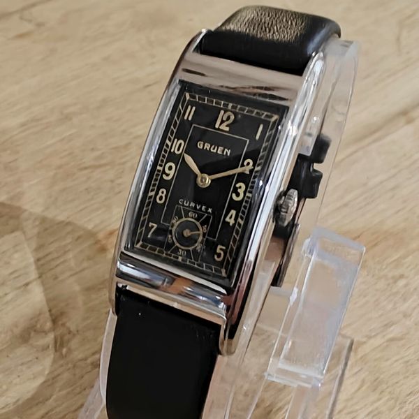 Gruen Curvex Black Dial Cal 311 | Serviced | Rare 1930s Art Deco Watch ...