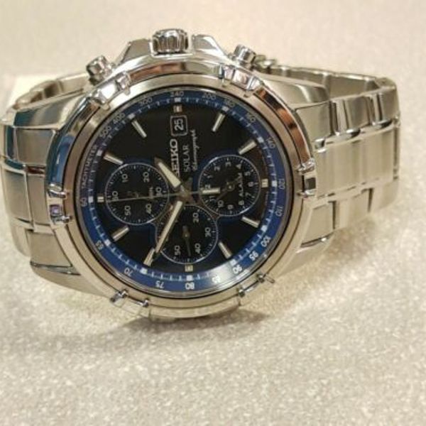 Seiko Men's Stainless Steel Solar Chronograph Watch - SSC141 MSRP: $375 ...