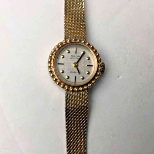 Vntg Ladies Bulova Accutron N9 Swiss 10KT.R.G.P. Case Quartz Wrist ...