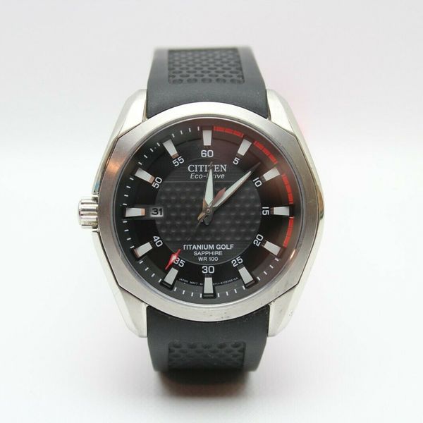 CITIZEN ~CHANDLER~ ECO-DRIVE TITANIUM GOLF SOLAR WATCH ~E111-S070911 ...