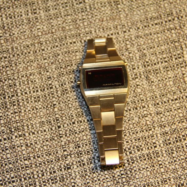 Rare Vintage Men's Hamilton Alarm LED QED Digital Watch 10k Goldfilled ...