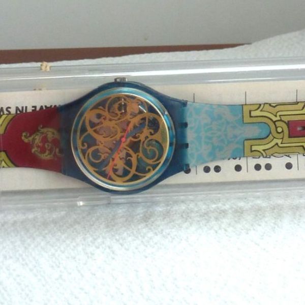 SWATCH WATCH GN107 STUCCI 1990 ORIGINAL BATTERY WORKING PAPERS ...