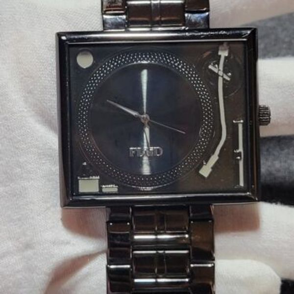 FLUD Turntable watch Black Stainless Steel Band Fresh Battery ...
