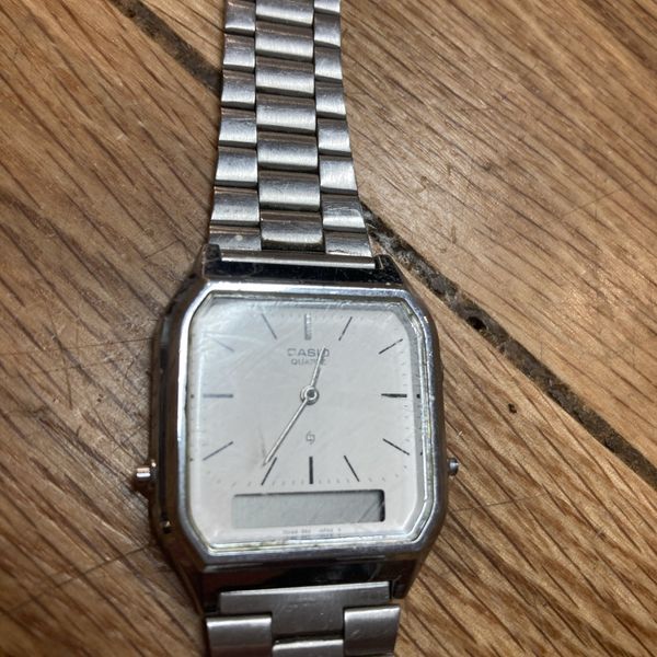 CASIO VINTAGE JAPAN AQ222 308 DIGITAL GENTS WATCH STAINLESS STEEL ...