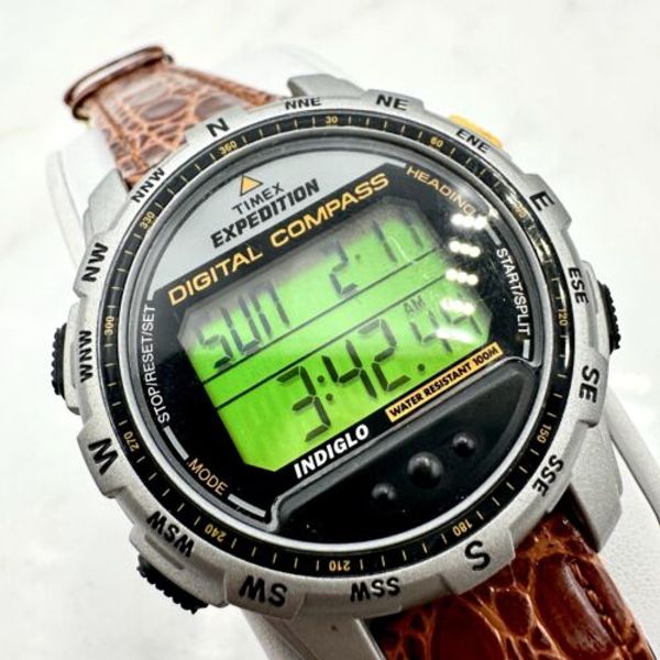 Vintage Timex Expedition Watch Yellow Accents Digital Compass 42mm, New ...