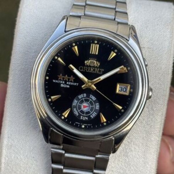 VINTAGE ORIENT THREE STAR AUTOMATIC DAY/DATE MENS WRIST WATCH ...