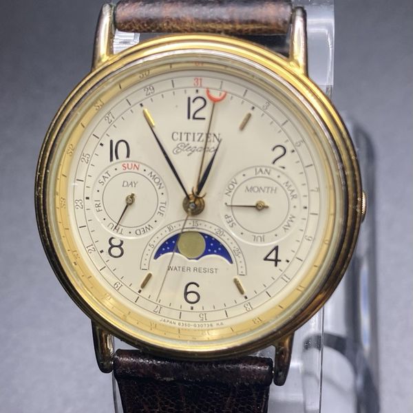 Rare Vintage 80s Citizen Elegance 6350-G30241K Triple Calendar Moon ...