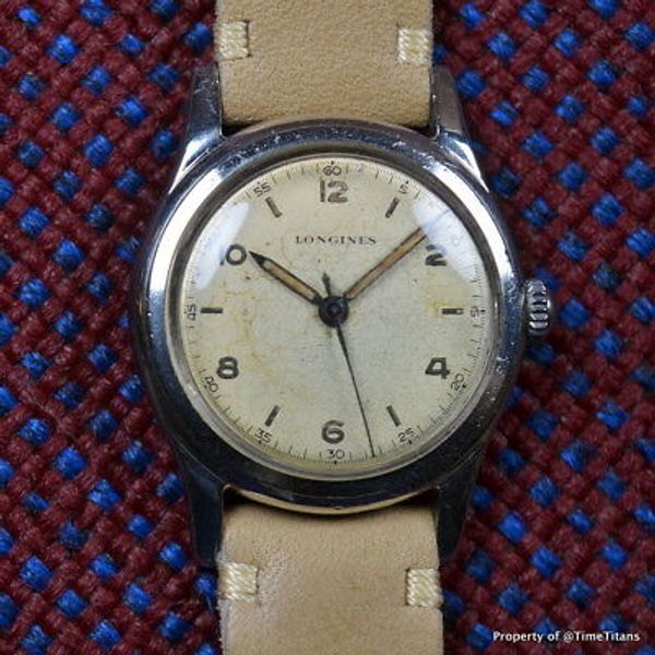 LONGINES Ref. 5697-6 1940s STAINLESS Cal. 27M SAHARA PATINA DIAL ...