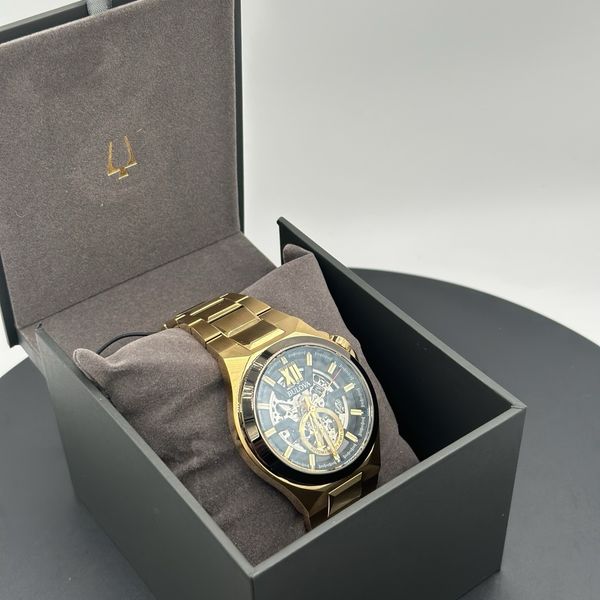 Bulova 98A178 Maquina Analogue Automatic Skeleton Men's Gold Watch ...