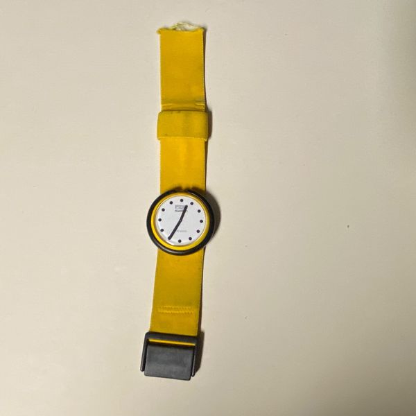 Vintage Pop Swatch Watch Working Yellow Band White Face Blank Ring ...