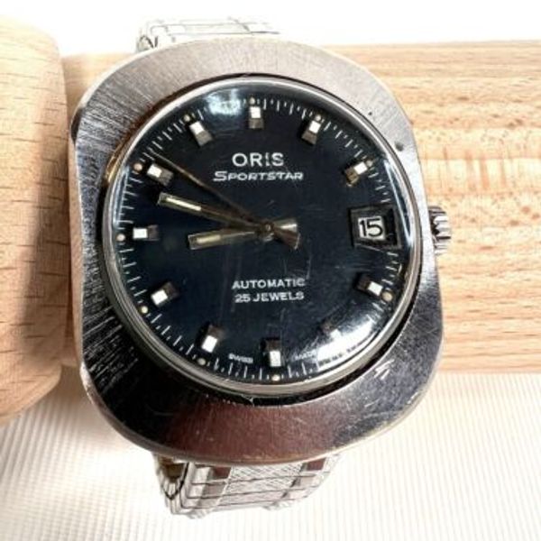 Vintage Oris Sportstar Automatic Watch - Blue Face Gents Day Date ...