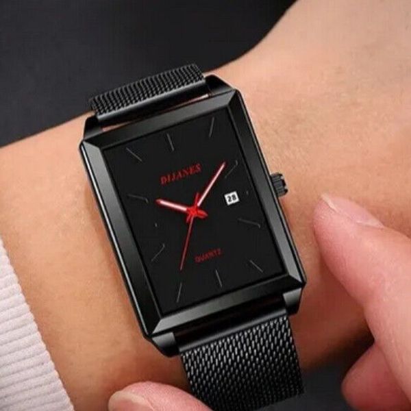 Black Quartz Rectangle Men's Watch - Mesh Bracelet | WatchCharts ...