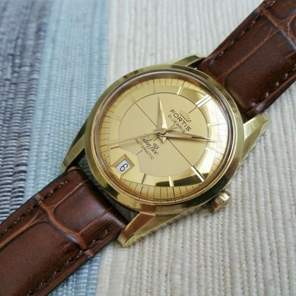 Vintage Swiss Fortis Eden Roc automatic watch, steel-gold, date, near ...