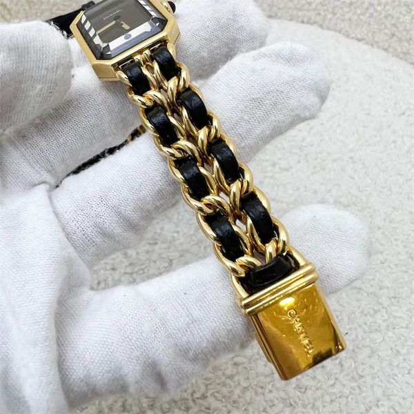 ️Sold ️Chanel Vintage Premiere Watch in 24K GHW and Black Leather Size ...