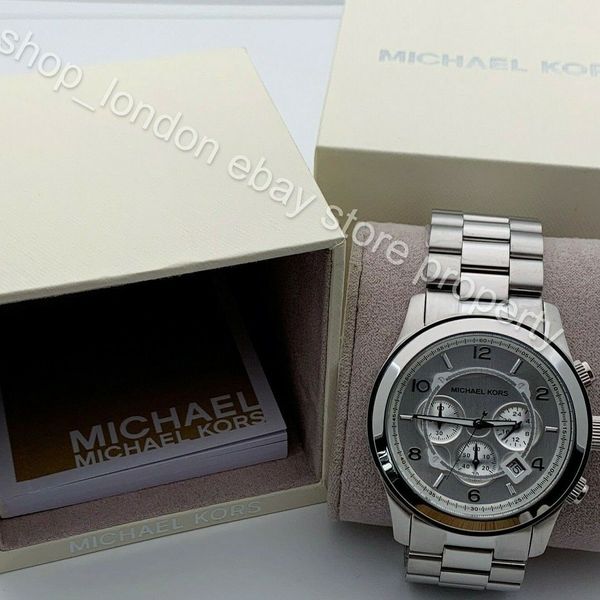 MICHAEL KORS MK8086 Runway Chronograph Silver Tone Men's Wrist Watch ...