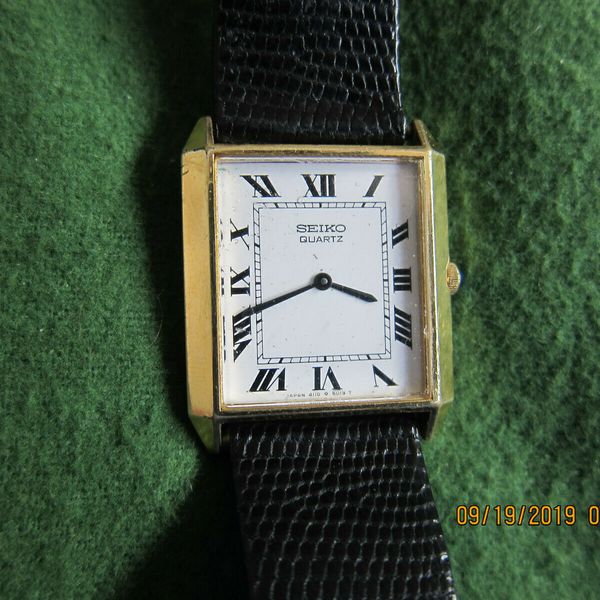 Rare Seiko 4110-5007 Mens Full Size Tank Rectangle Gold Plated Quartz ...