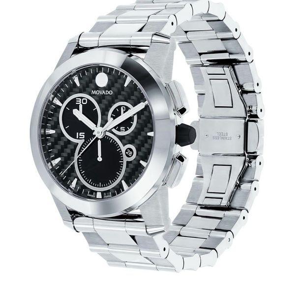Movado Vizio Chronograph Quartz Watch Black Carbon Fiber | WatchCharts ...