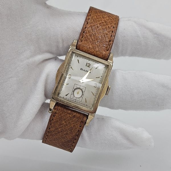 Vintage 1953 Bulova Tank Dress Mens Wrist Watch 17 Jewel Mechanical ...