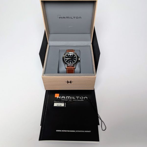 Hamilton Khaki Field King Auto Black Dial Brown Leather Men's Watch ...