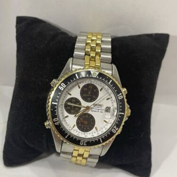 Seiko Two-Tone Panda Chronograph Watch Rare (7T32-F039) | WatchCharts ...