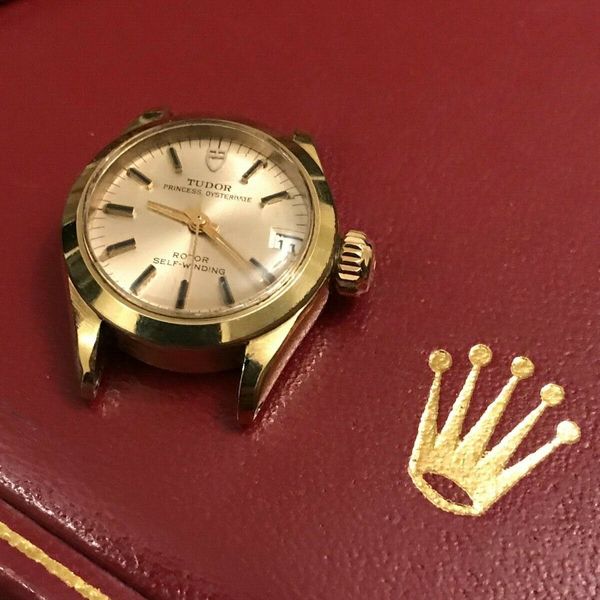 Rare Vintage Ladies Rolex Tudor Princess Oysterdate 18k Gold P ...
