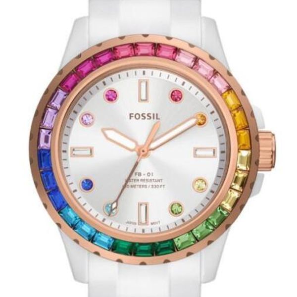 Fossil - Women's FB-01 Three-Hand White Ceramic Watch, White, 37mm | WatchCharts Marketplace