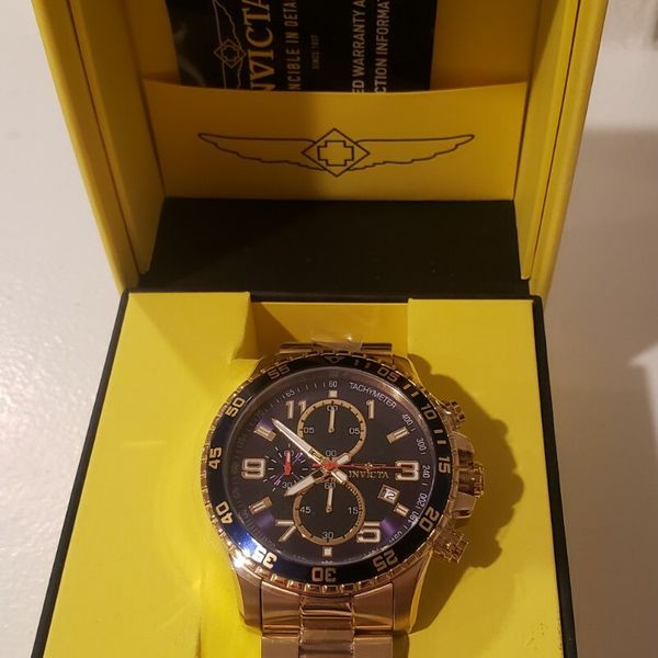 NEW Men's Invicta Specialty Collection Tritnite Night Glow Gold Tone ...