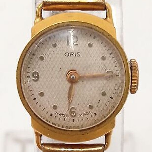 ORIS Ladies 1950's Rolled Gold Lunette Plaque 10 Microns Fond Acier ...