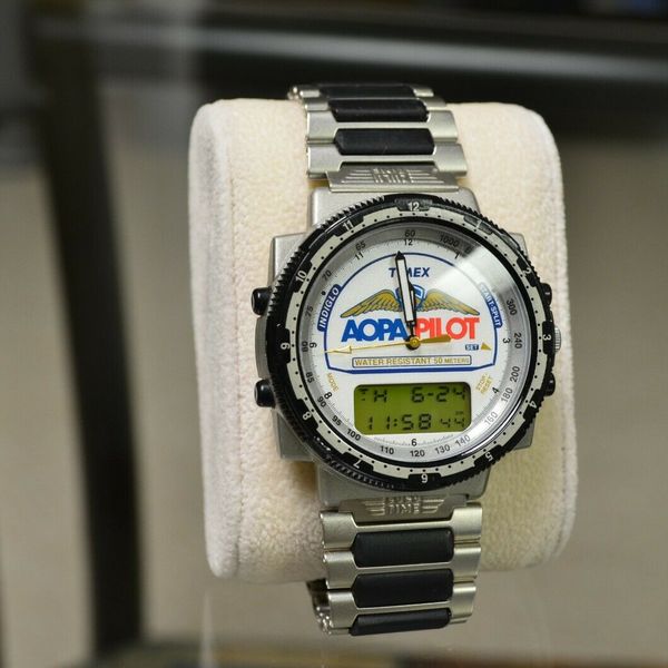 NOS TIMEX AOPA PILOT ZULU TIME ANALOG/DIGITAL INDIGLO MEN'S WATCH ...