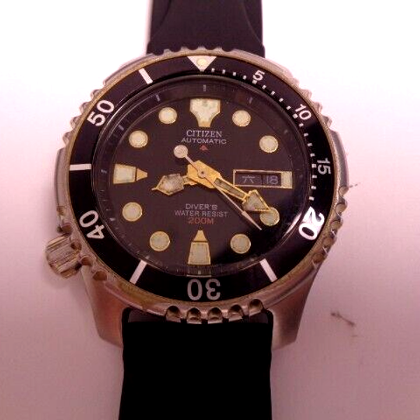Citizen Diver Mens Watch Automatic Day & Date Black Dial Lefty Silicone ...