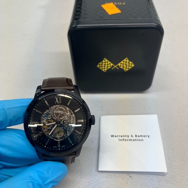 Fossil Men's Townsmen ME3155 Automatic Watch Dark Brown Leather Band ...