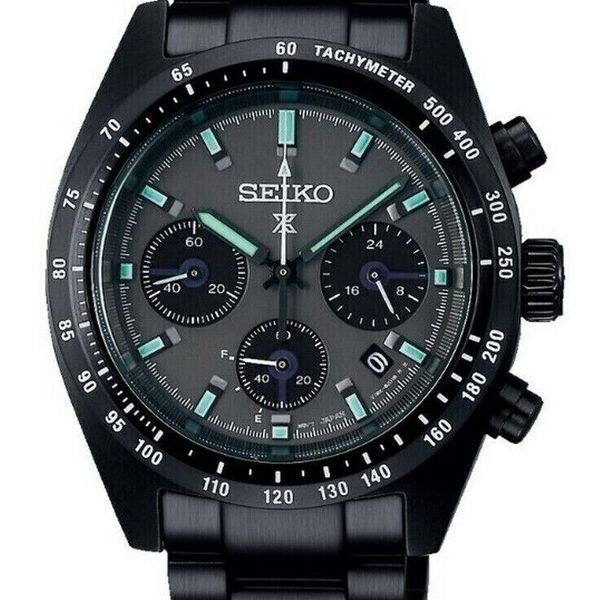 New Seiko Prospex Speedtimer Black PVD Stainless Steel Bracelet Watch ...