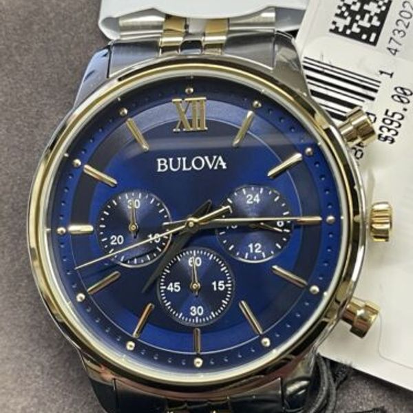 Classic Bulova Mens Chronograph Two Tone Stainless Steel Bracelet Watch ...