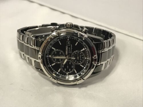 Seiko Men's Two Tone Stainless Steel Solar Chronograph Watch - SSC143 ...