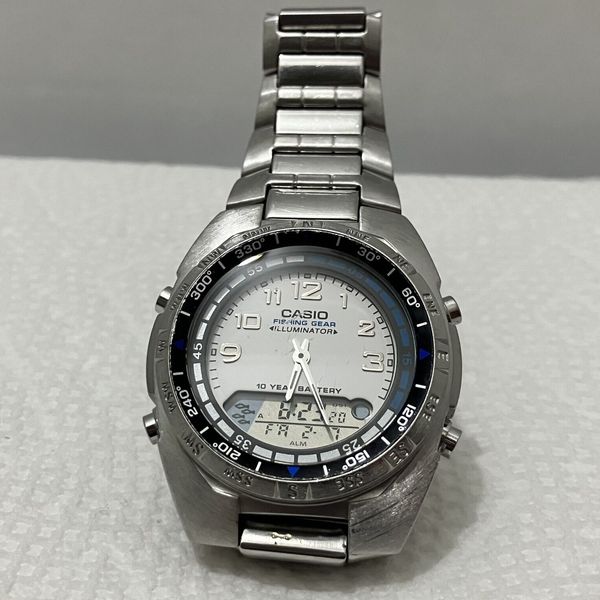 Casio Fishing Gear Illuminator AMW-700 Stainless Band Watch Working ...