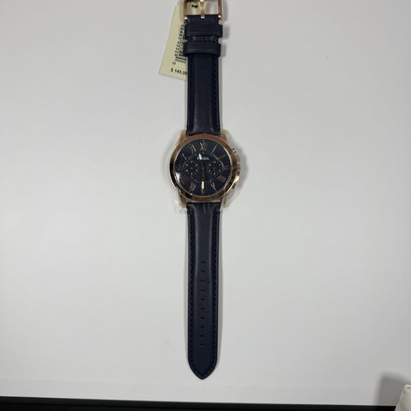 Fossil Original FS4835 Men's Grant Chronograph Blue Leather Watch 44mm ...