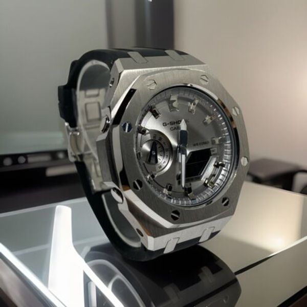 Casio G-Shock Custom Ga-2100 Mod Watch Silver Stainless Steel Gen 5 ...