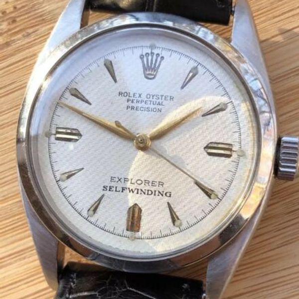 RARE ROLEX EXPLORER 6298 HONEYCOMB DIAL, 1953 Case Stamp! Vintage Mens ...