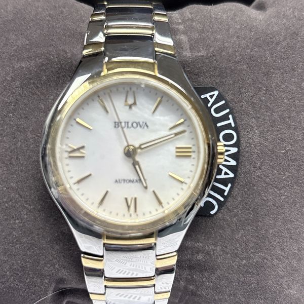 Bulova Women's Automatic Classic Silver Gold Watch Perfume Set 34mm As ...