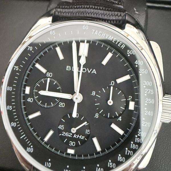 Bulova Archive Lunar Pilot Chronograph 96a225 Black Dial Silver NEW ...