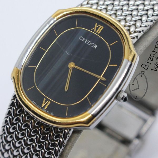 Seiko Credor 7770-5140 18K Yellow Gold Bezel Stainless Steel Bracelet ...