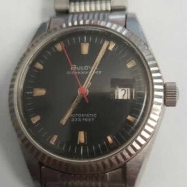 Bulova Oceanographer Automatic Watch 333 Feet, 10K Gold Bezel Ring ...
